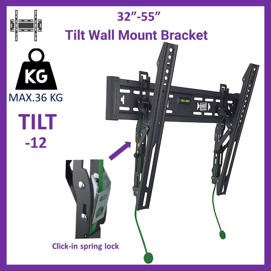 Kaloc 32"-55" TV Bracket Click in Spring Lock Tilt Wall Mount TV ...