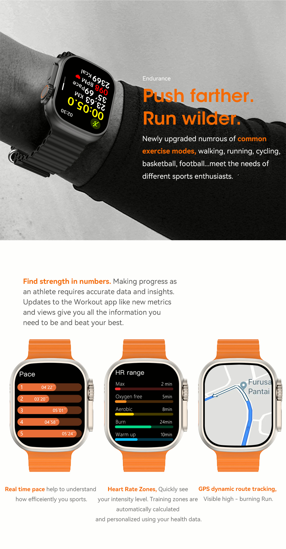 Maxwear Ultra 9 Smart Watch 49MM Series 8 2.2" HD Screen Compass NFC ...