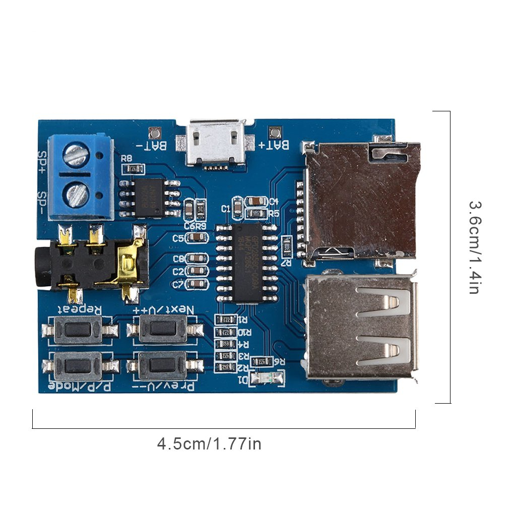 USB And MicroSD Card MP3 Audio Sound MP3 Player Decoder Module With 2W ...