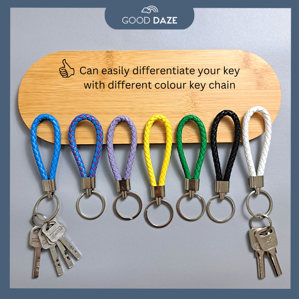 【GOOD DAZE】Braided Premium Keychain PU Leather Keychain Key Ring Door ...