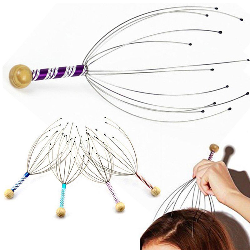 𝟭𝟮 𝗖𝗟𝗔𝗪𝗦 》 Stainless Steel Octopus Massager Acupuncture Scalp Head Neck ...