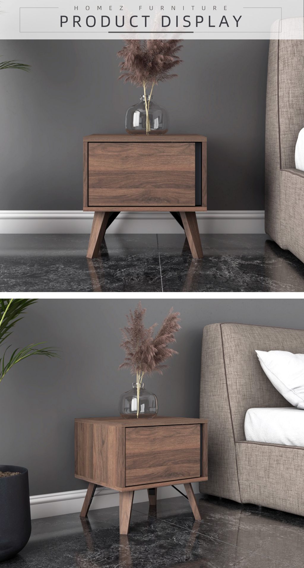 [FREE Shipping] Homez Kinsley Series 1.47FT Side Table Bedroom 1 Door Storage Bedside Table Meja ...