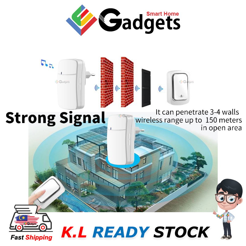 Wireless Self Powered Waterproof RF433 Doorbell Chime Alarm NO NEED ...