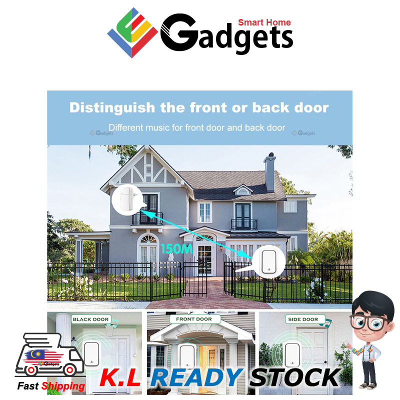 Wireless Self Powered Waterproof RF433 Doorbell Chime Alarm NO NEED ...