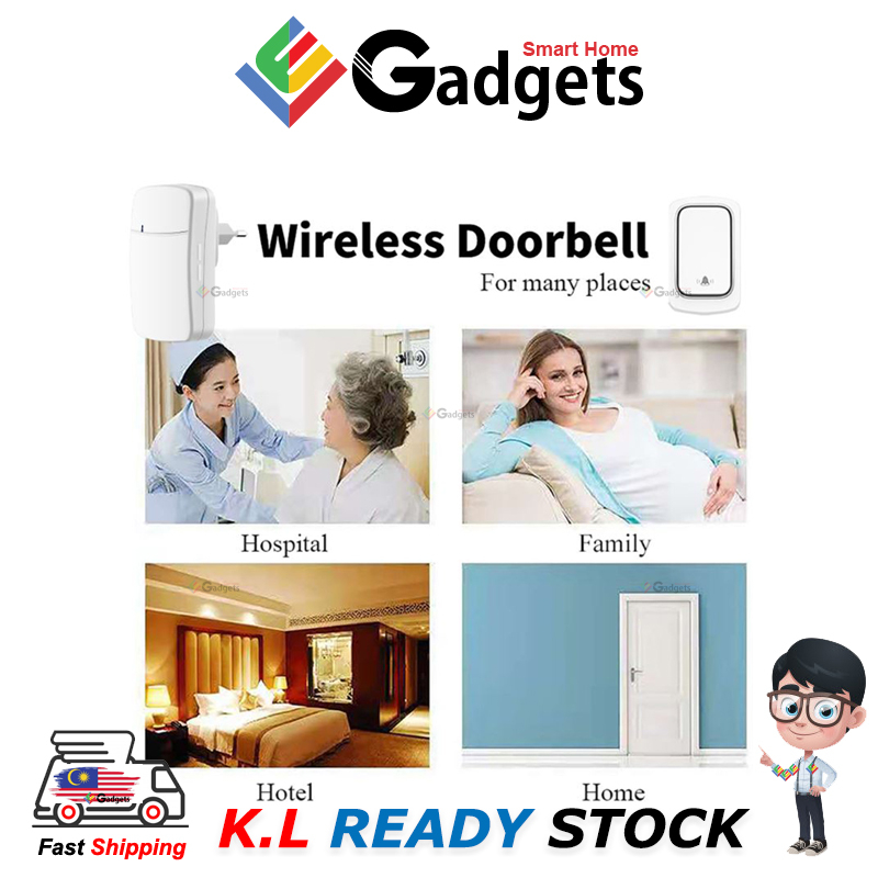Wireless Self Powered Waterproof RF433 Doorbell Chime Alarm NO NEED ...