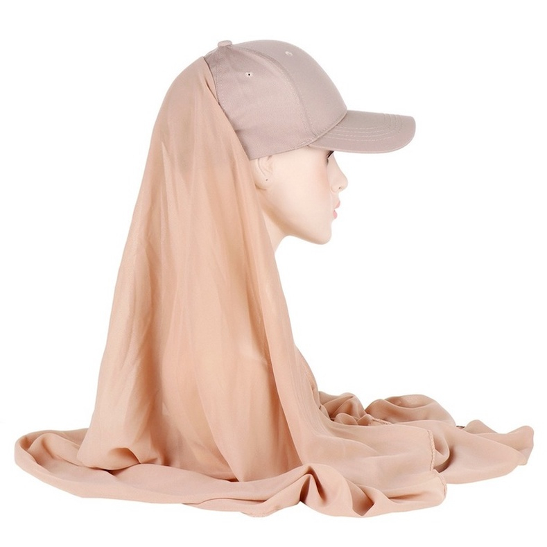 Muslim Hijab Cap Fashion Baseball Cap Jersey Skirt Hat Solid Instant ...