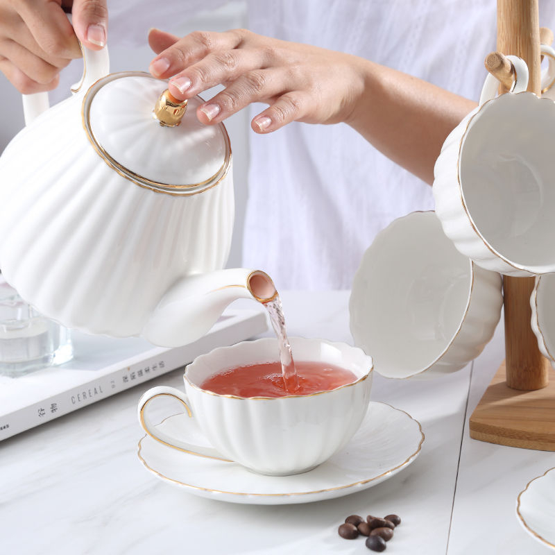 White Porcelain Teapot English Tea Pot 1200ml Bone China Nordic Teapot ...