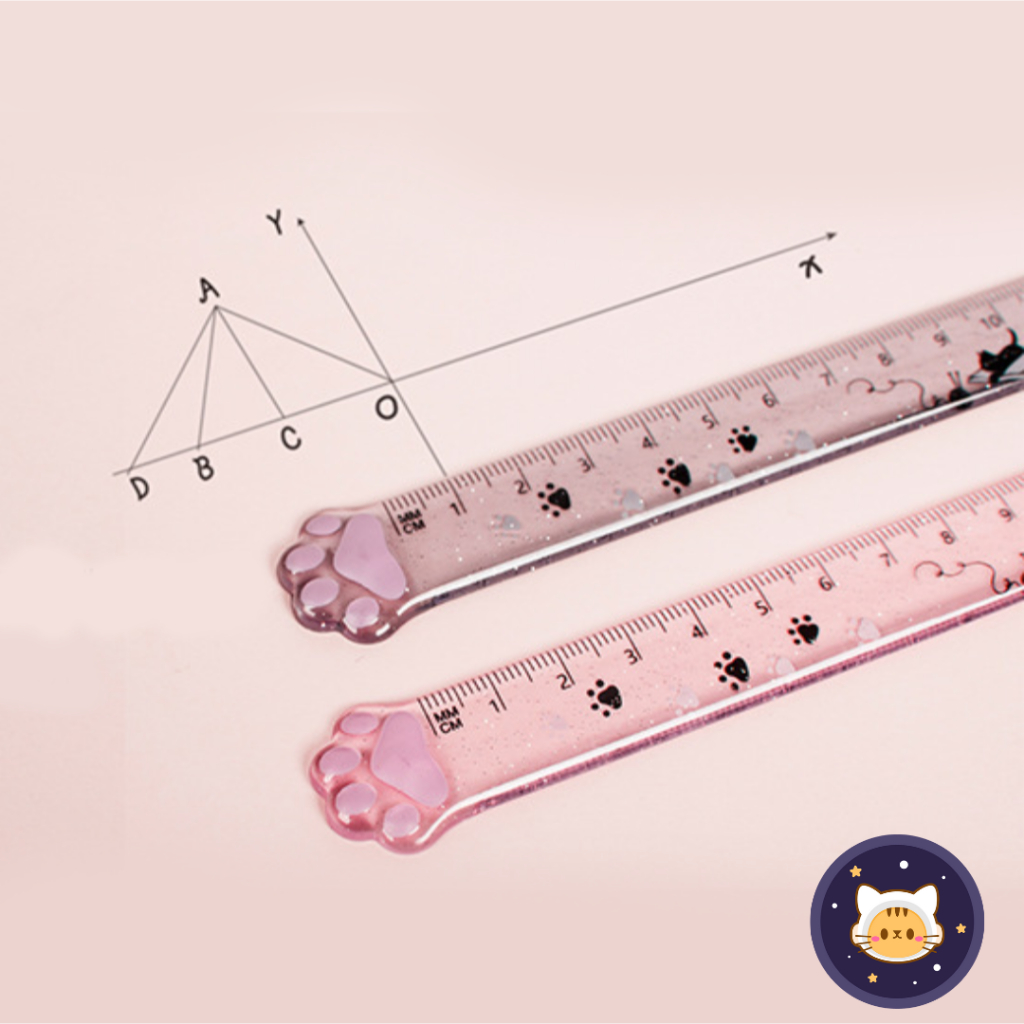OYEN PLANET Cute Cat Paw Transparent 15cm Short Ruler Pembaris Kecil ...