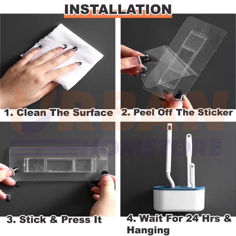 UBH 3 IN 1 Toilet brush Berus toilet Silicone Wall mounted Bathroom ...