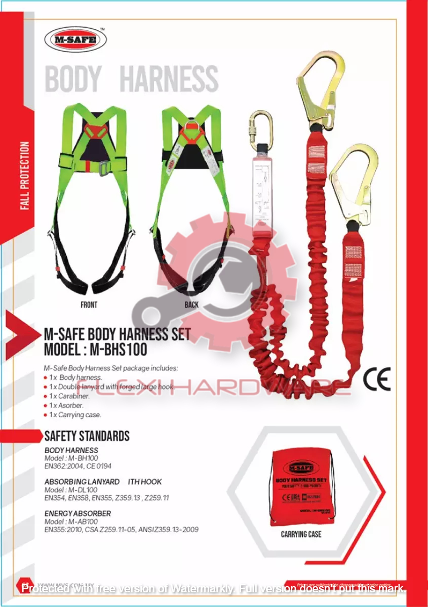 *SIRIM* M-SAFE Full Body Harness With Double Sling Lanyard and Absorber ...