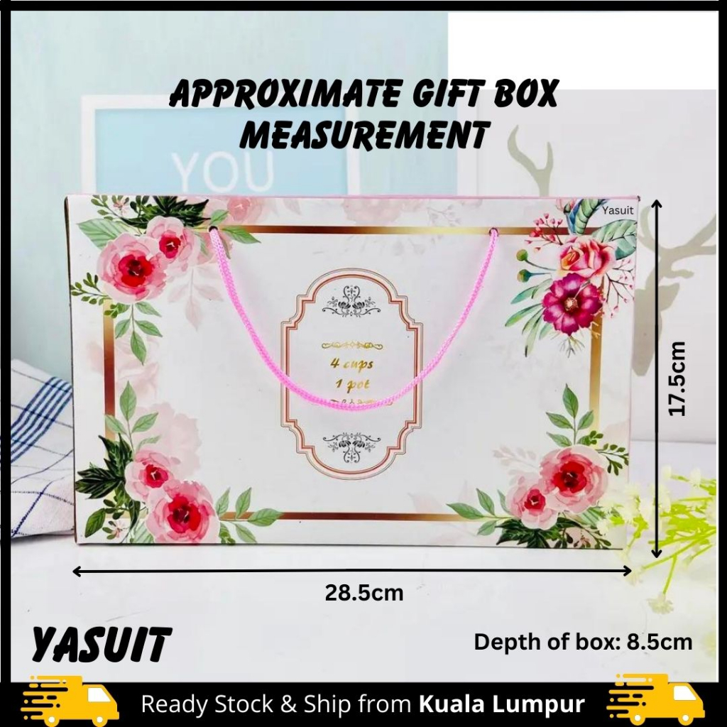 Tea Set Malay Muslim Raya Coffee Teapot Cup Pengantin Baru Print Floral ...