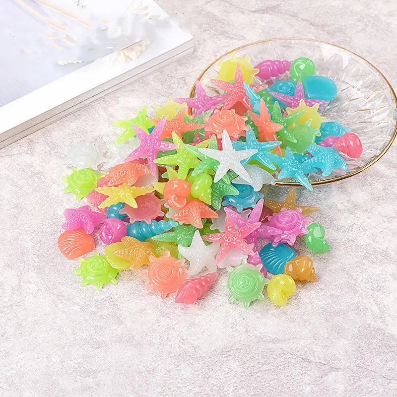 100Pcs/bag Starfish Shell Sharped Luminous Stone Glow in the Dark ...