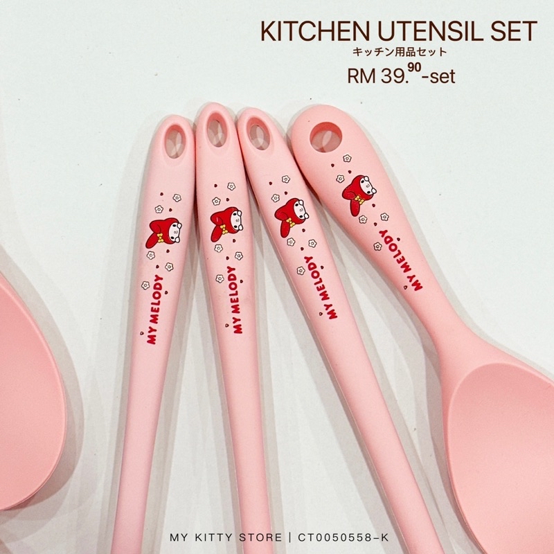 Hello Kitty Non-Stick Silicone Kitchen Utensil Set My Melody Food Grade ...