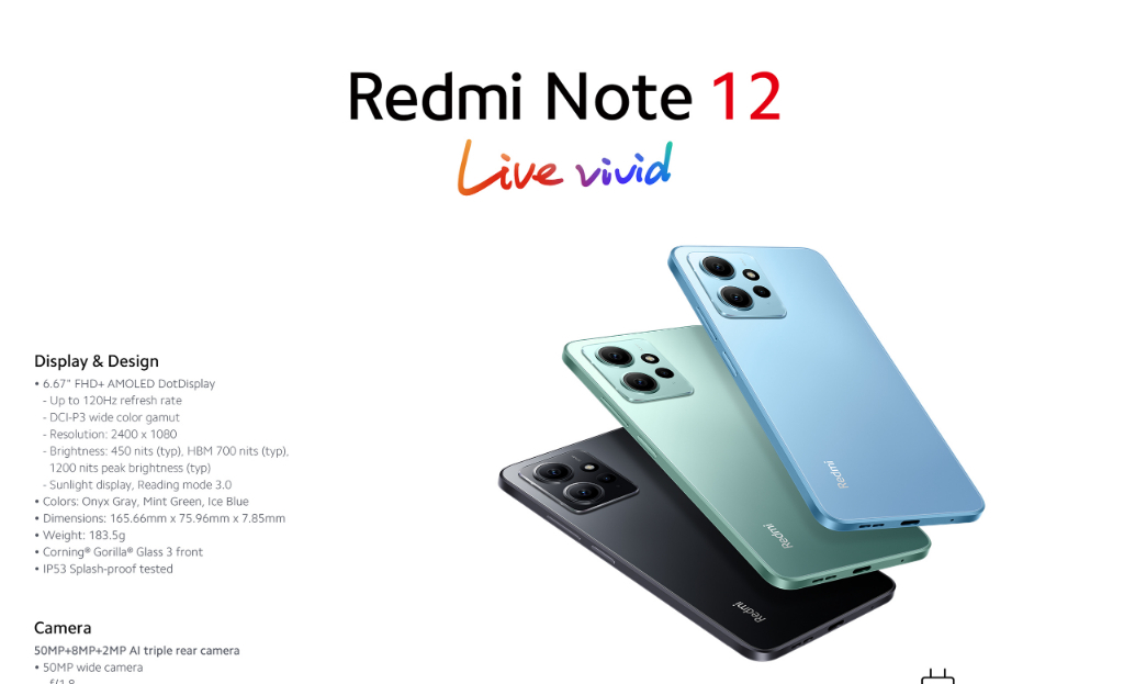 Xiaomi Redmi Note 12 6GB/8GB+128GB 4G - 120Hz AMOLED Display | 6nm ...