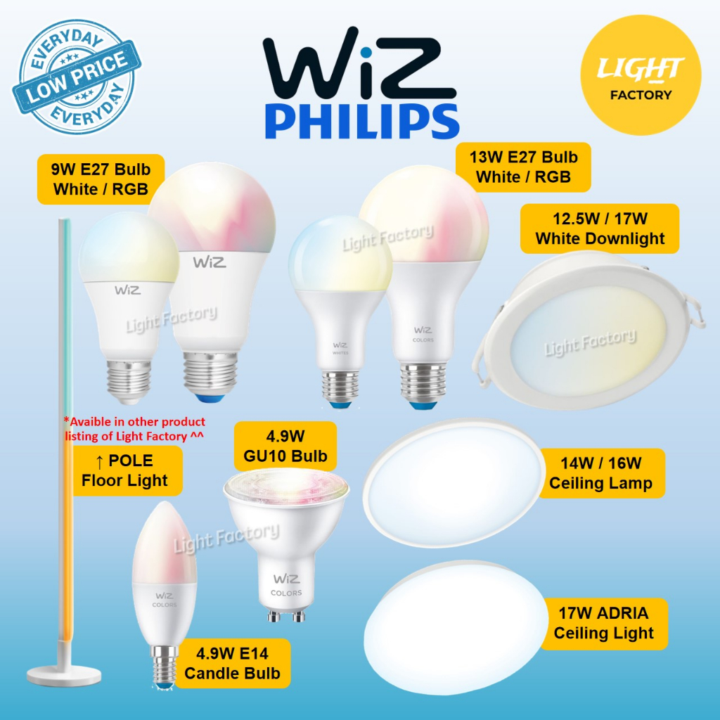 PHILIPS Wiz Tunable White | 3 Color Smart Bulb E27 E14 GU10 LED Bulb Downlight Ceiling Lamp Plug ...