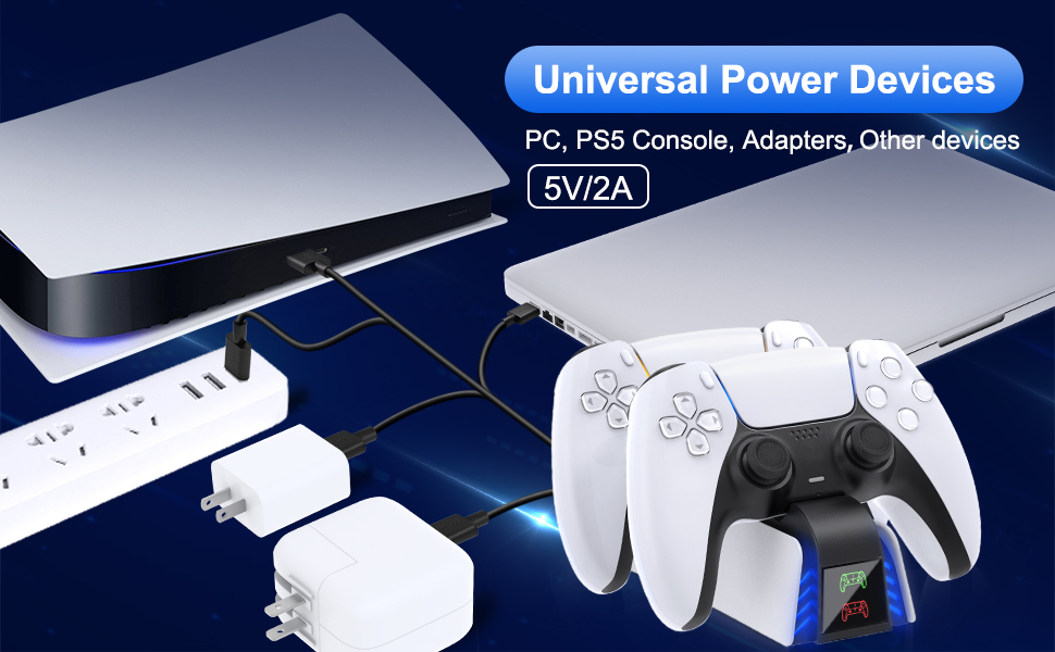 PS5 Slim Dual Controller Charger Dock Stand Fast Charging Station For ...