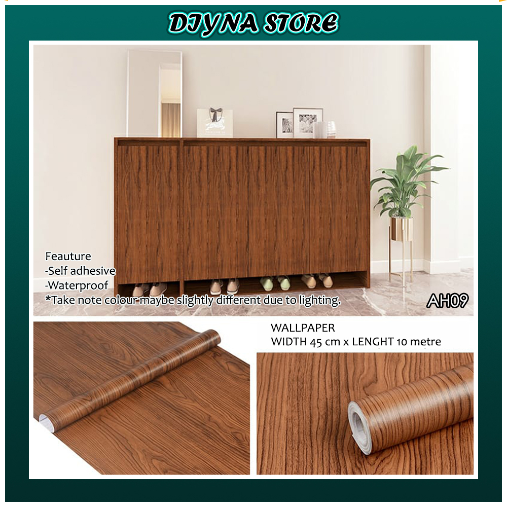Wallpaper PVC 45cm x 10m Wallpaper Murah Kertas Dinding Urat Kayu Wall ...
