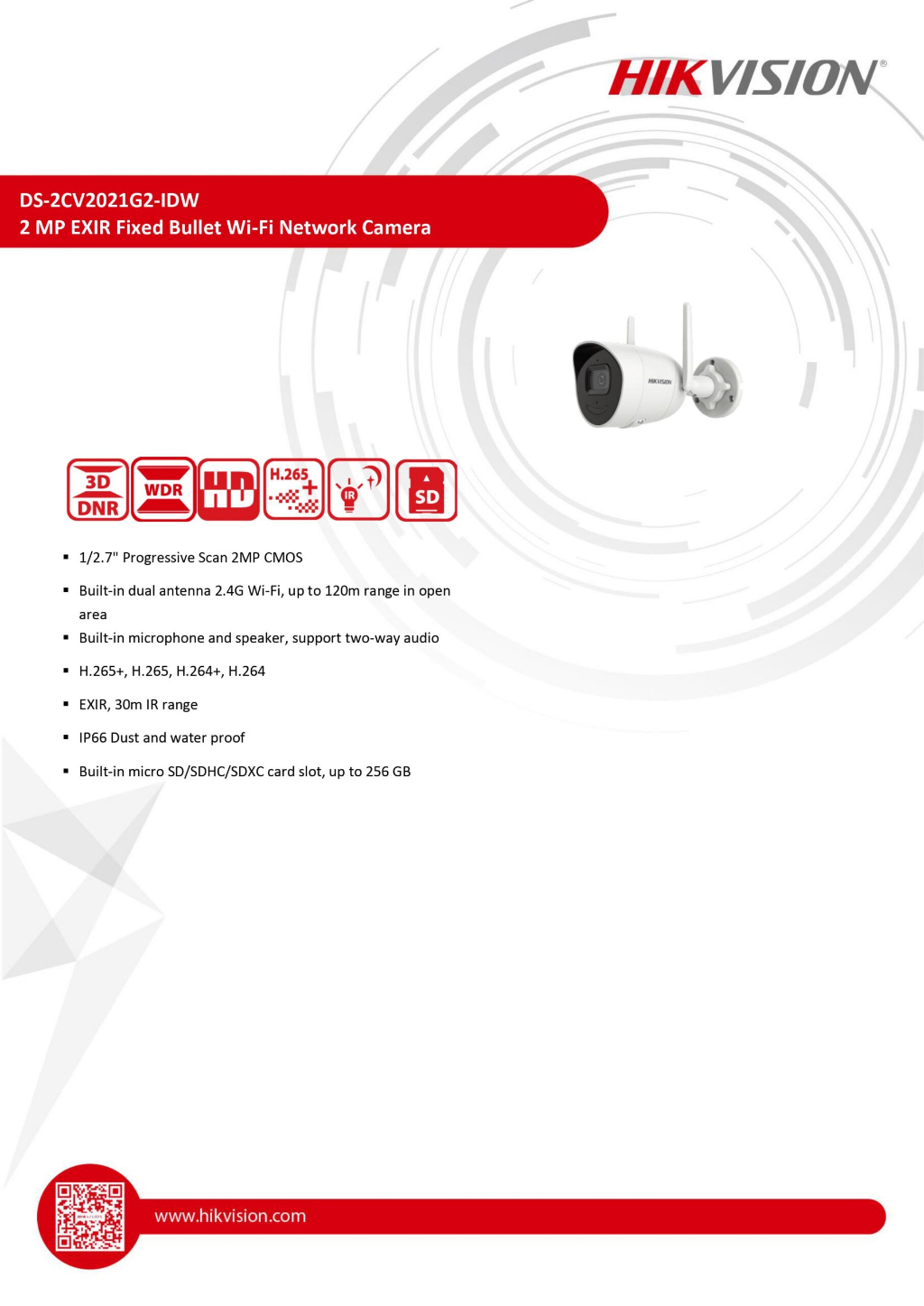 HIKVISION CCTV (World No. 1) Wifi 2MP Outdoor Wireless Bullet Network ...