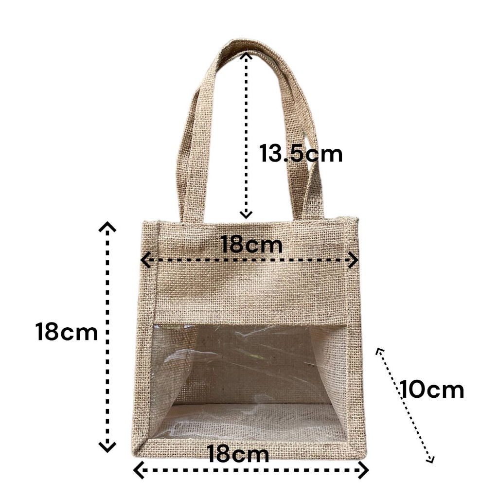 Small Mini Jute Bag With Window Gift Bag Wedding Bag Mini Product Bag ...