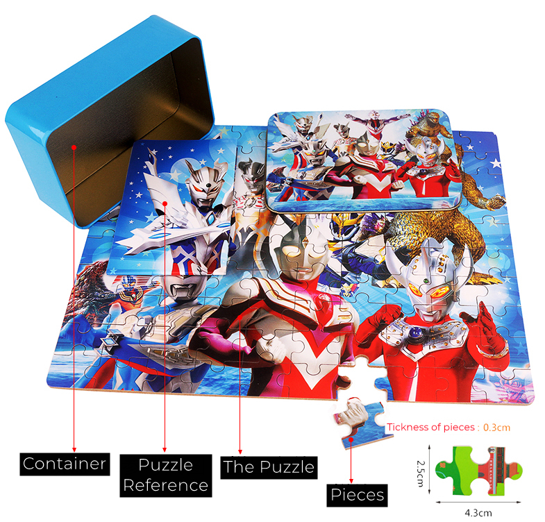 100 & 200 pcs Cartoon jigsaw Puzzles Early Learning Metal Box Kids ...