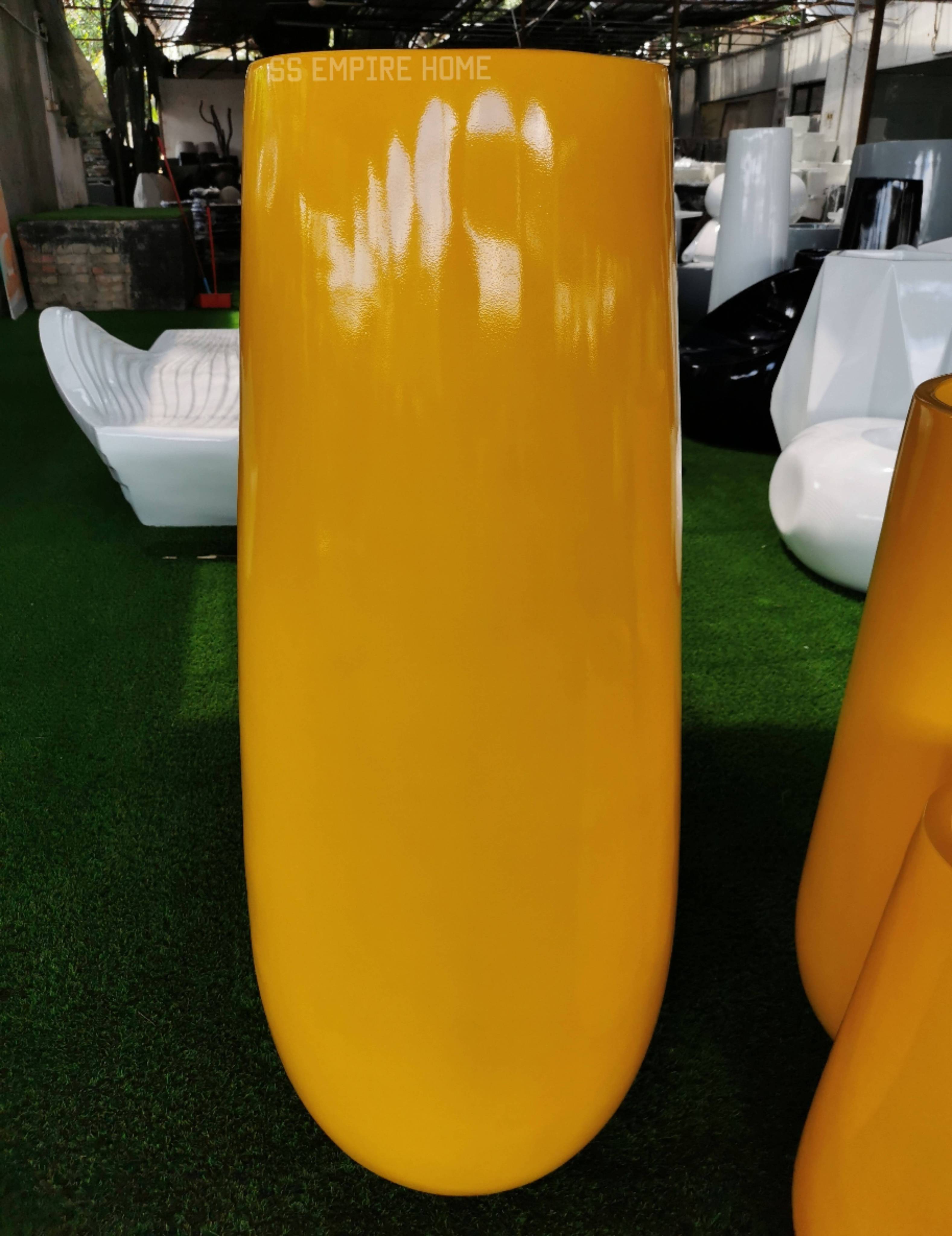 REX FP33 Yellow Fiberglass Tall Flower Pot Pasu Bunga Tinggi Garden ...