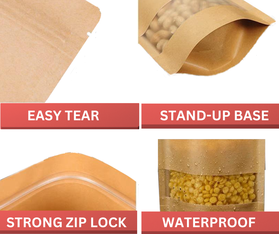 (50pcs) Kraft Paper Zip Lock Bag/Kraft Paper Zipper Bag/Goodies Bag ...