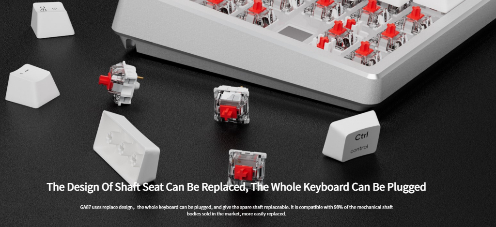 1st Player Gaster Mount Gasket GA87 Black / White USB Wired RGB 93 Keys ...