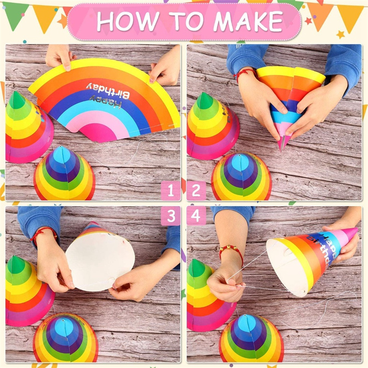 Happy Birthday Party Paper Hat Colorful Designs / Rainbow Design ...
