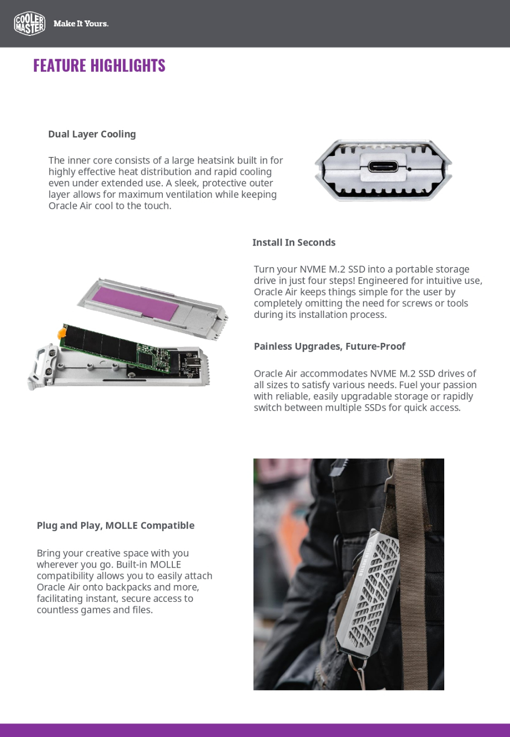 COOLER MASTER ORACLE AIR NVME M.2 SSD TO USB3.0 ENCLOSURE (SOA010-ME-00 ...
