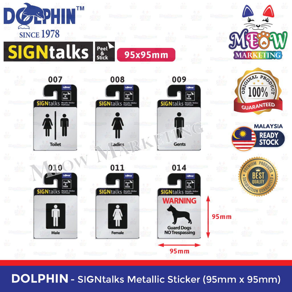 Dolphin SIGNtalks Door Sign / Daily Signage Peel & Stick Metallic ...