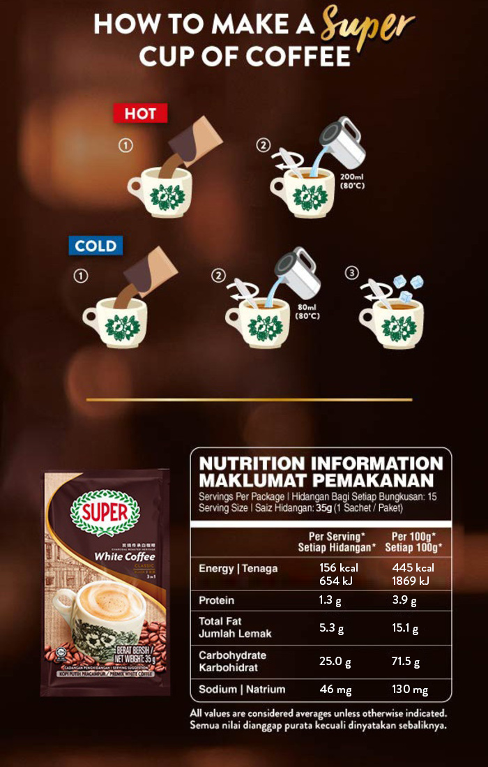 (Bundle of 6) SUPER Instant 3in1 White Coffee, 15 sachets [HALAL] | Shopee Malaysia