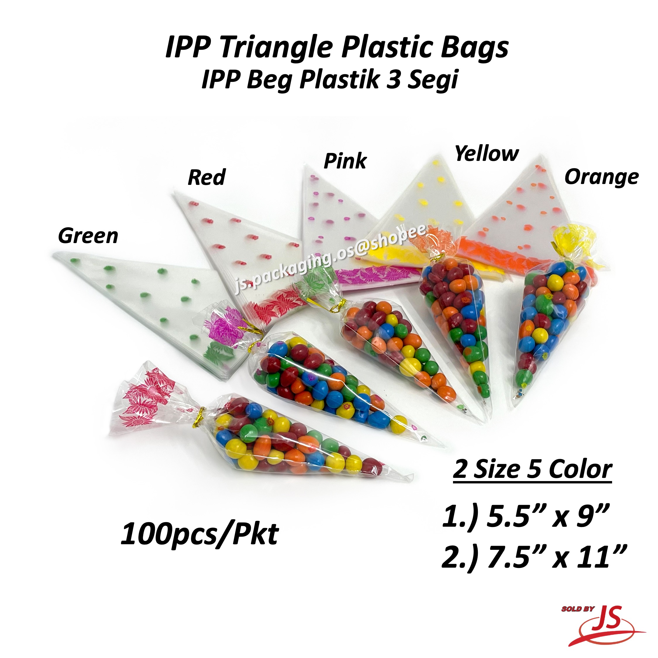 IPP 3 Segi Siam Bercorak / Triangle Colour Bag /Triangle Plastic Bags ...