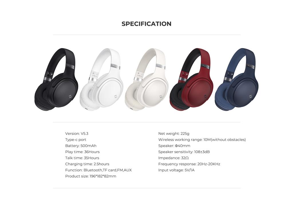 Havit H630BT Wireless Bluetooth V5.3 Over-ear Foldable Headset | Shopee Malaysia