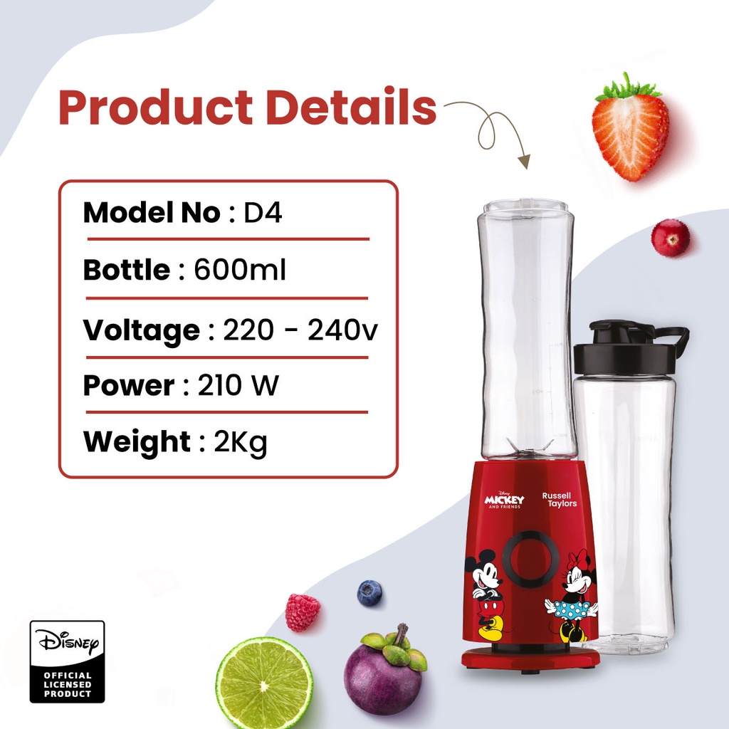 600ml RUSSELL TAYLOR x Mickey Mouse Compact Personal Blender | D4 ...