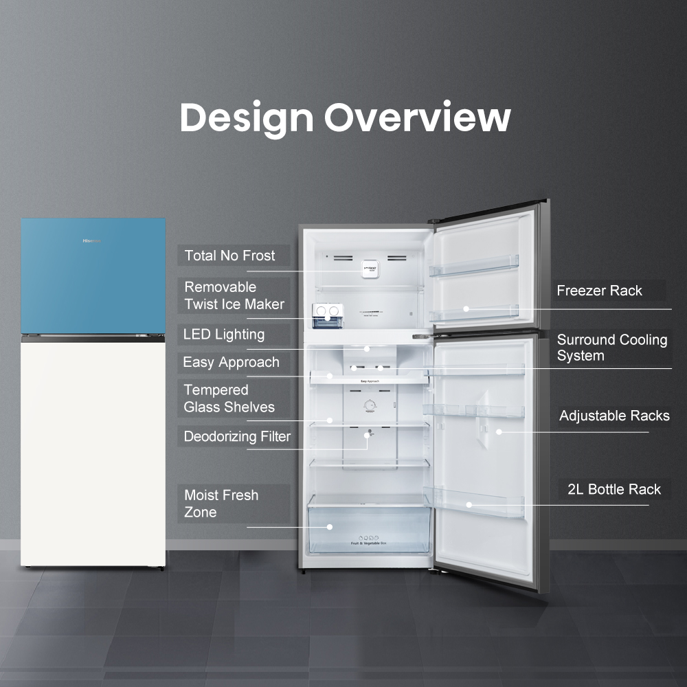 Hisense 500L 2 Door 4 Star Inverter Refrigerator / Fridge -(Black ...
