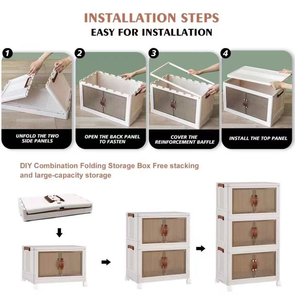 MURAH Folding Stackable Organizer storage box Rak DIY twin door Kotak ...