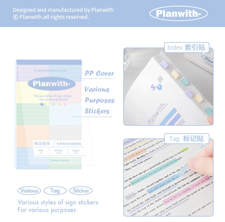 INS Planwith Various Purposes Stickers Booklet Index Tag Date Numbers DIY Decorations Journal ...