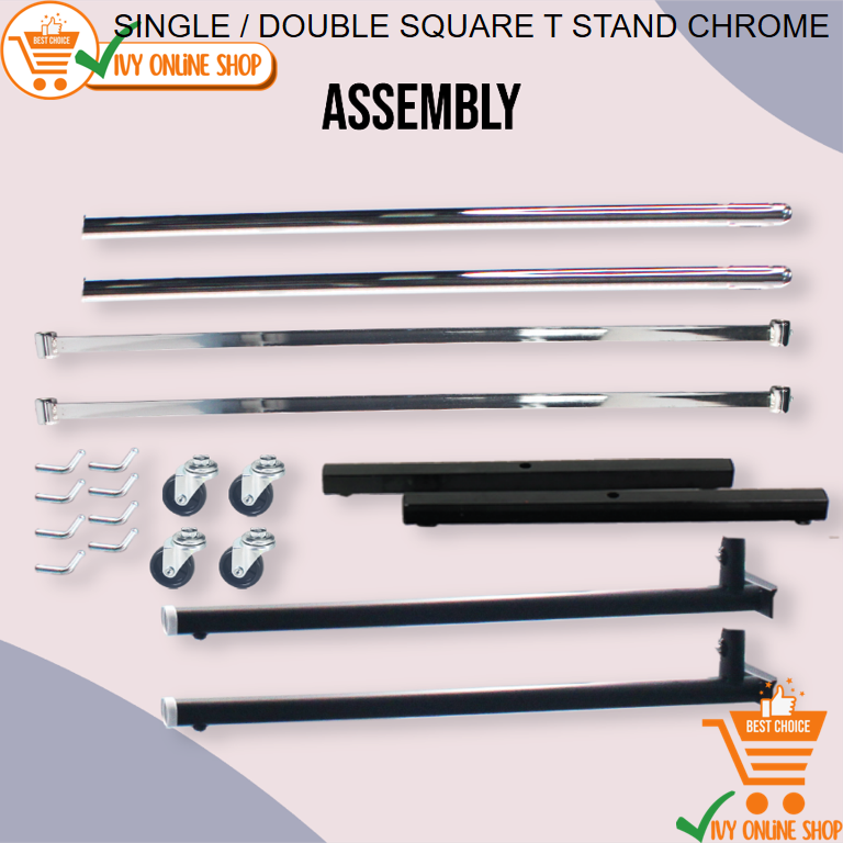 Single / Double Square Bar T Stand Chrome | Shopee Malaysia