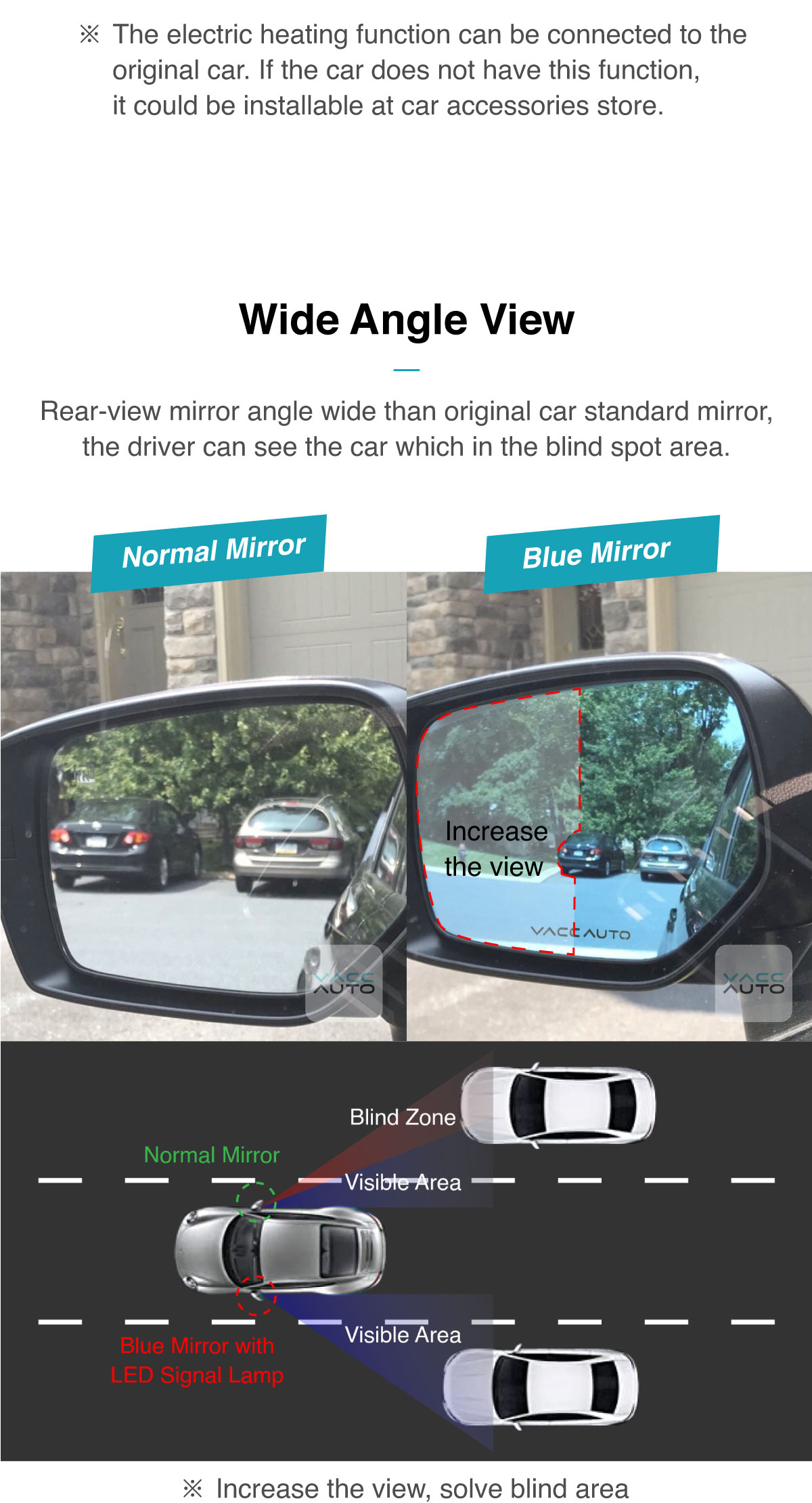 VACC AUTO Blue Mirror with LED Signal Lamp Side Rearview Winker Mirror ...