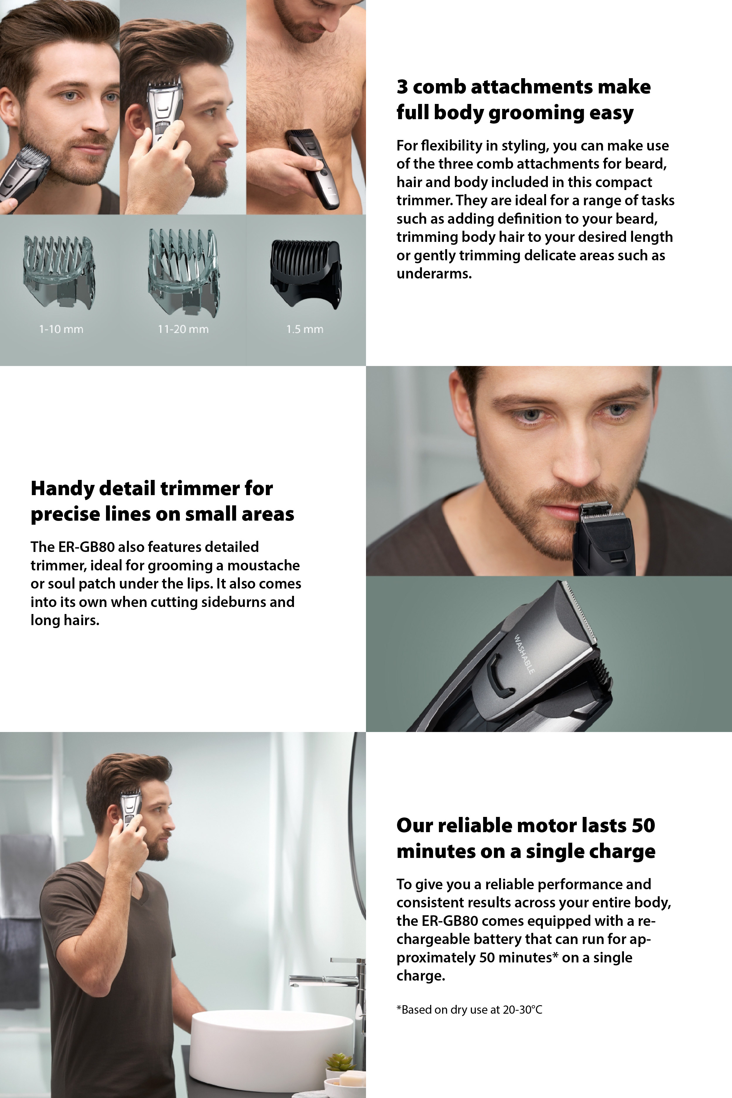 PANASONIC ER-GB80 Beard / Hair / Body Trimmer with AC / Rechargeable ...