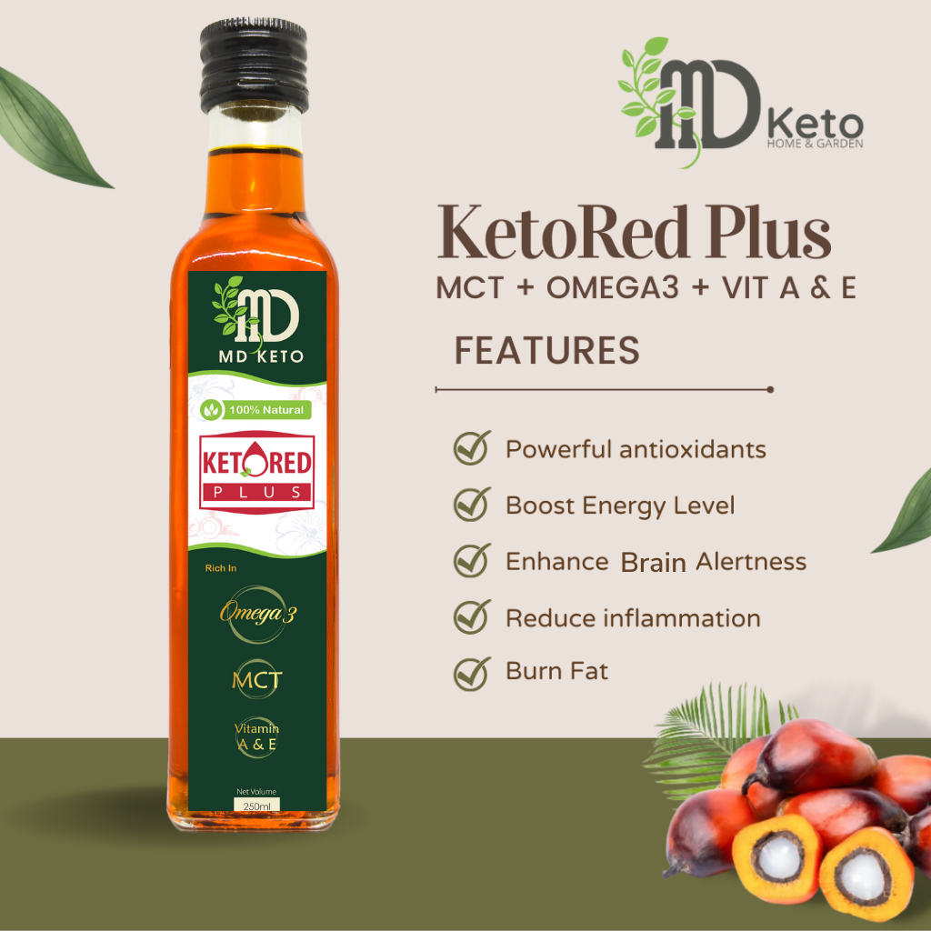 [MD Keto] Ketored Plus Palm MCT Oil 250ml keto red mct omega3 vitamin A & E C8 low carb keto ...