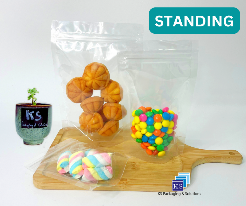 (50pcs) Transparent Standing Zip lock Bag/Zipper standing plastic bag ...