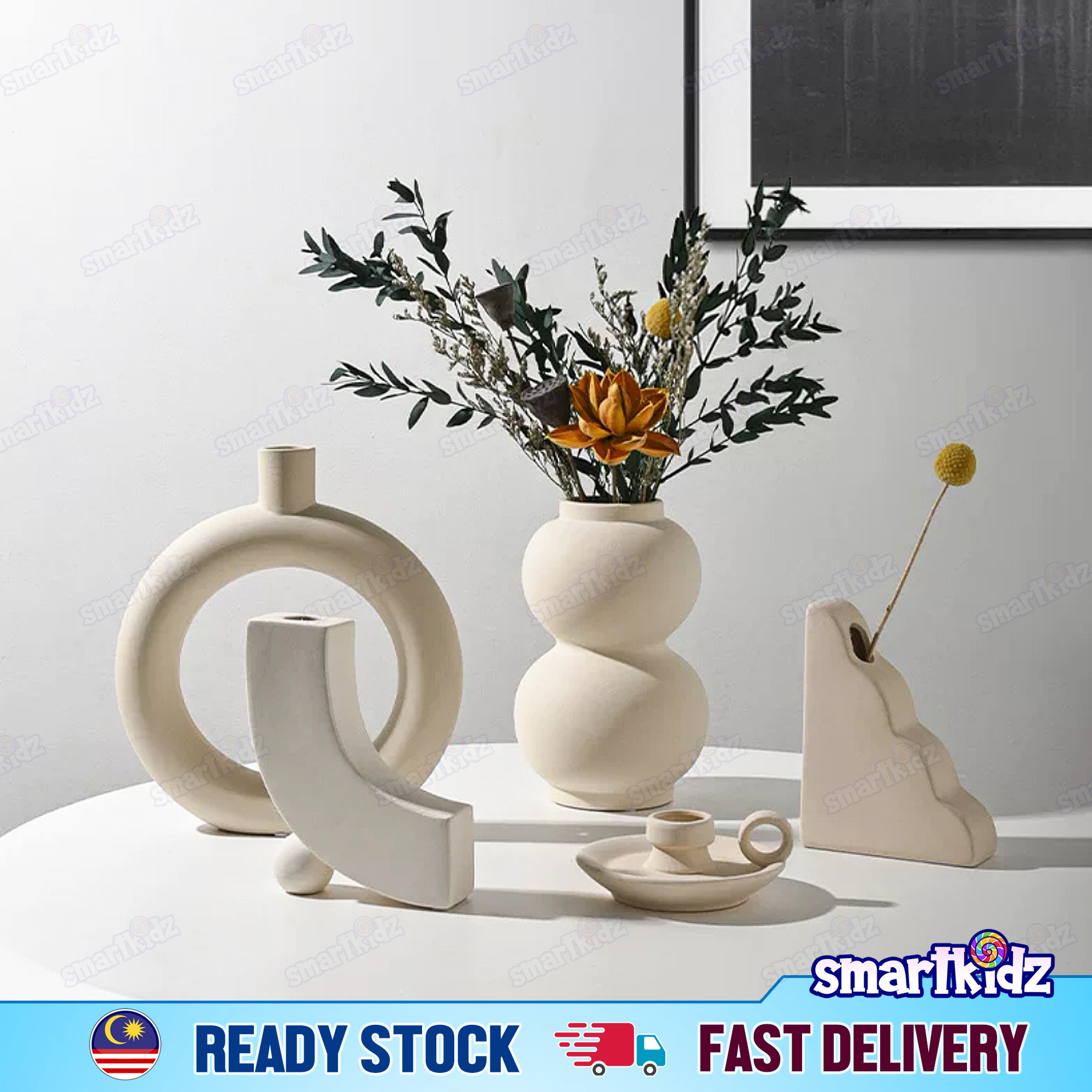 [1Box] Nordic Plastic Vase Series | Ceramic Artistic Vase Pot | Home ...