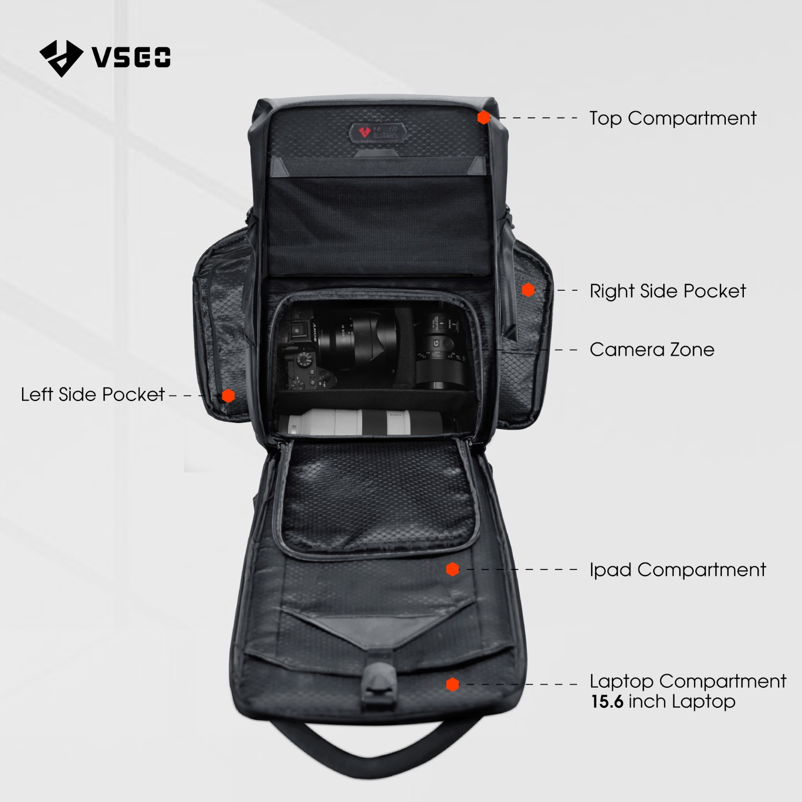 VSGO V-BP01/ V-BP02 16L/20L Camera Backpack Photography Camera Bag Camera Backpack Shoulder ...