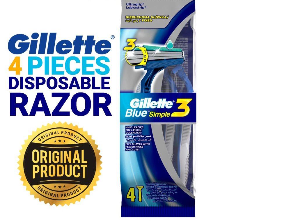 Gillette Blue Simple 3 Disposable Razors 4's (4 Pieces) Value Pack ...