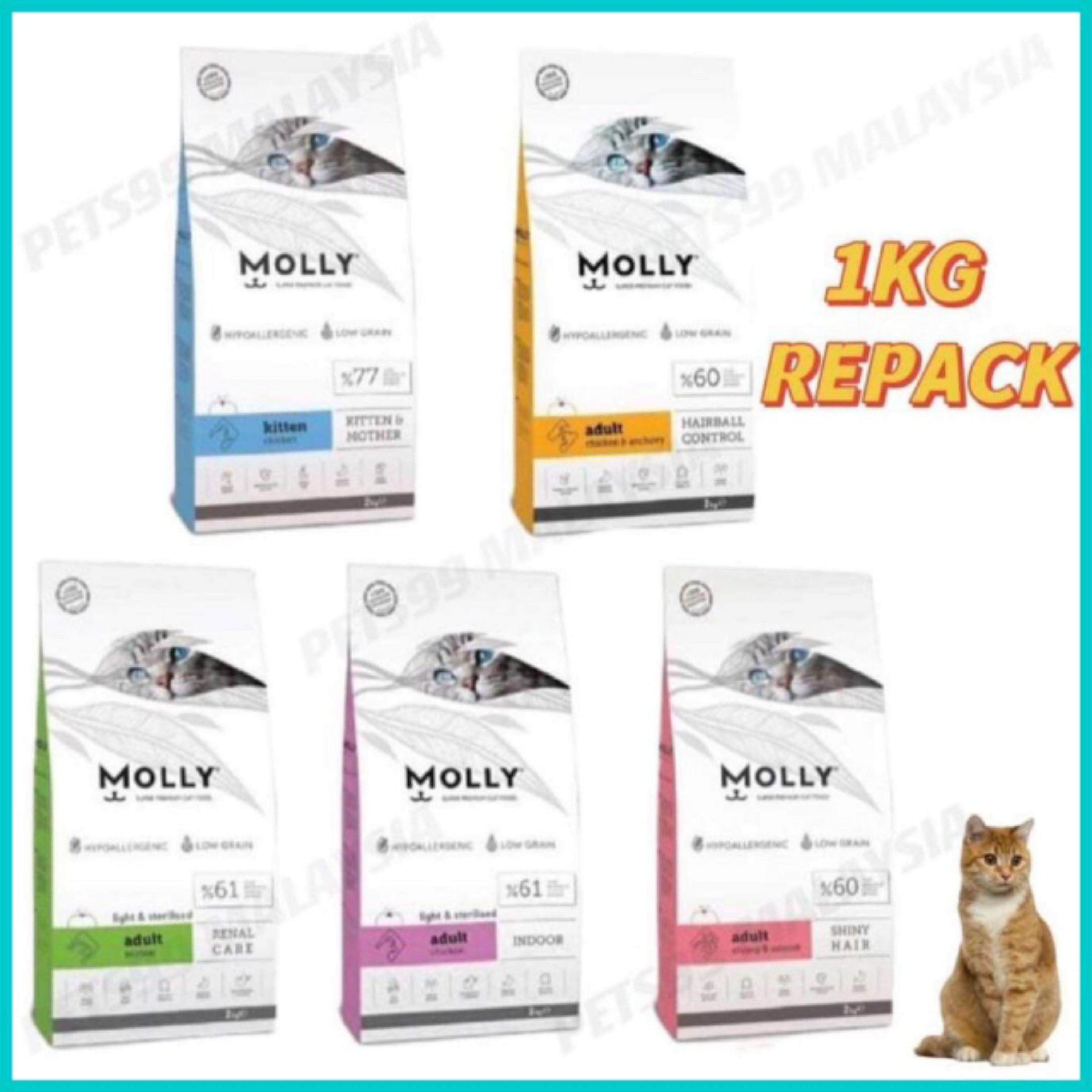 MOLLY CAT FOOD 1KG REPACK /MAKANAN KUCING DEWASA DAN ANAK KUCING ...