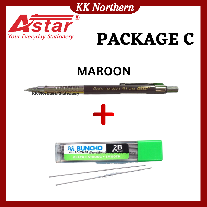 Astar Metal Mechanical Pencil Stainless Steel Body Pensil Tekan Besi MP ...