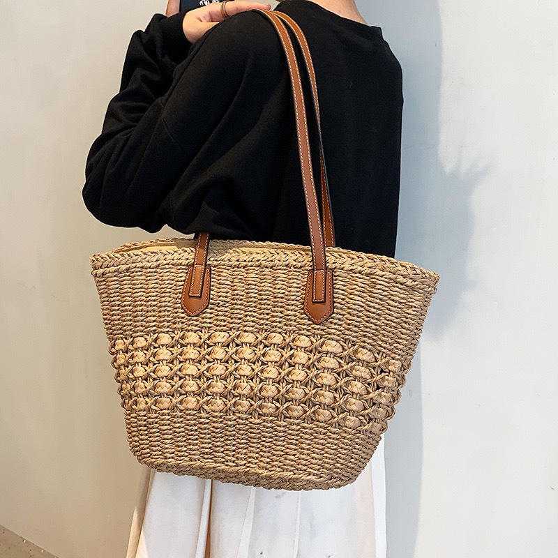 Beach Woven Straw Bag Woman Rattan 沙滩包 Weave Straw Bag Woman Straw Handbag Women Beach Beg ...