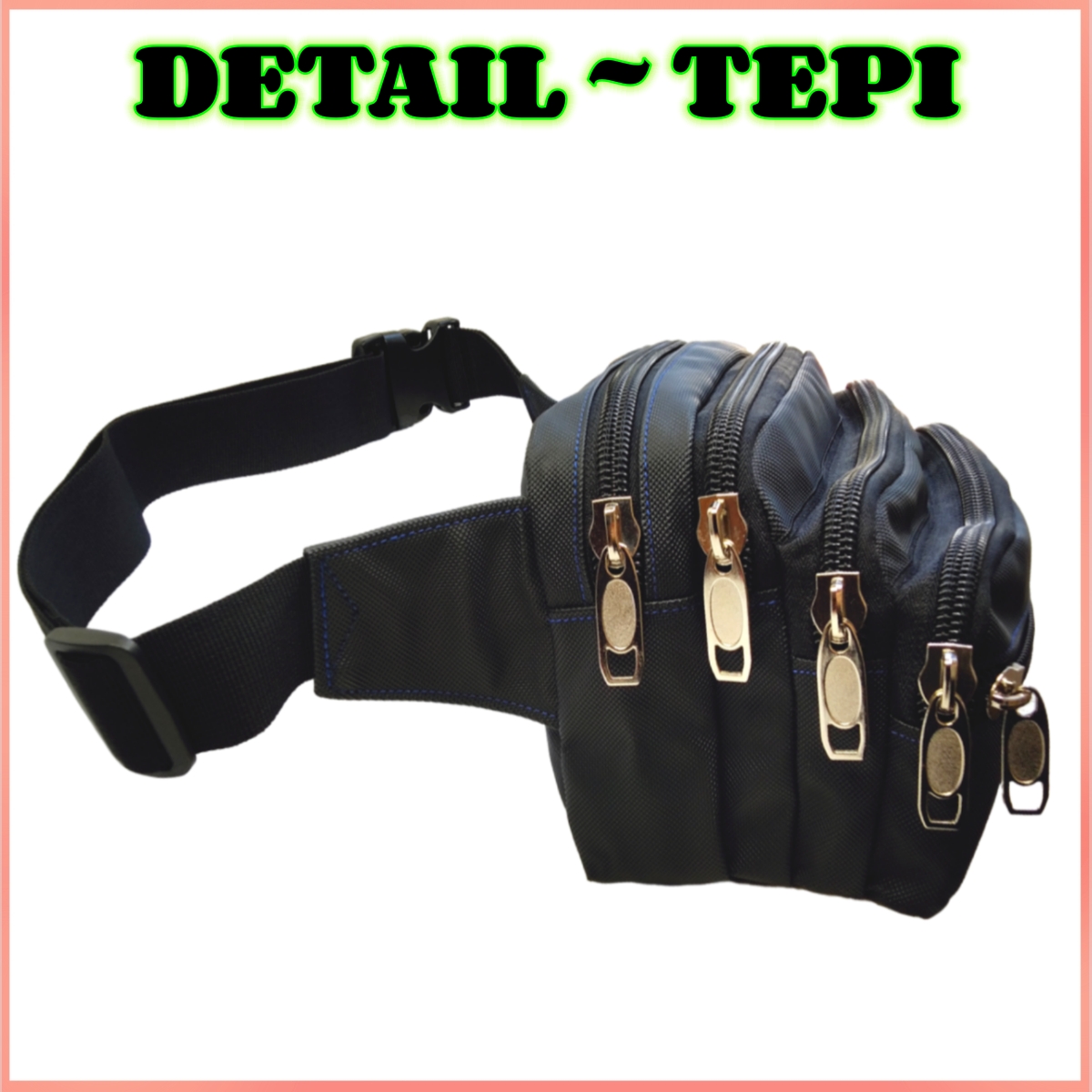 Waterproof Waist Bag - Big Size with 6 Zip Pockets Beg Pinggang Saiz ...