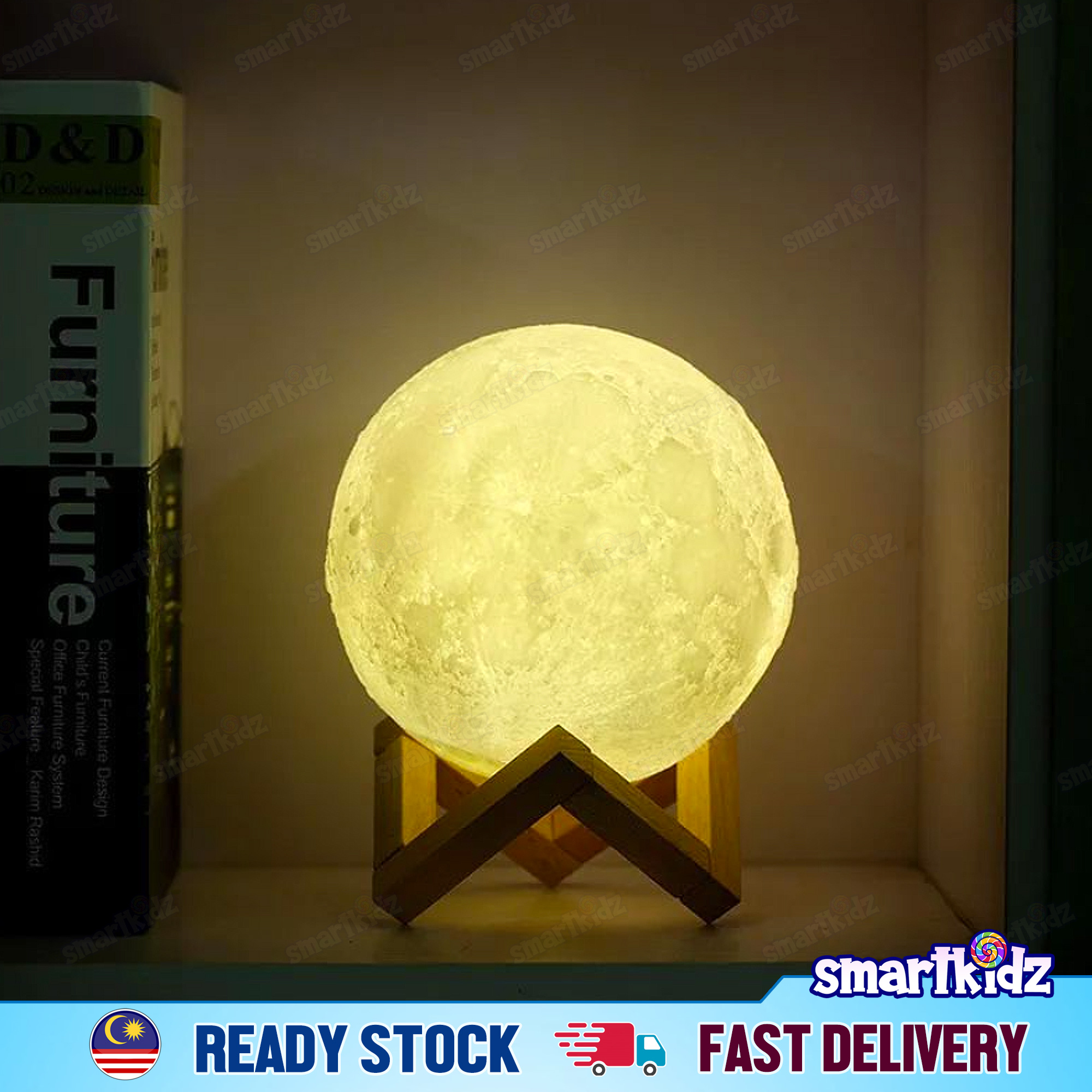 [1box] 8cm 3D LED Moon Light Lamp | Bulan LED | Lunar Light | Lamp ...